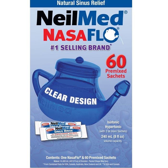NeilMed NasaFlo Neti Pot with 60 Premixed Sachets – MyAussieChemist