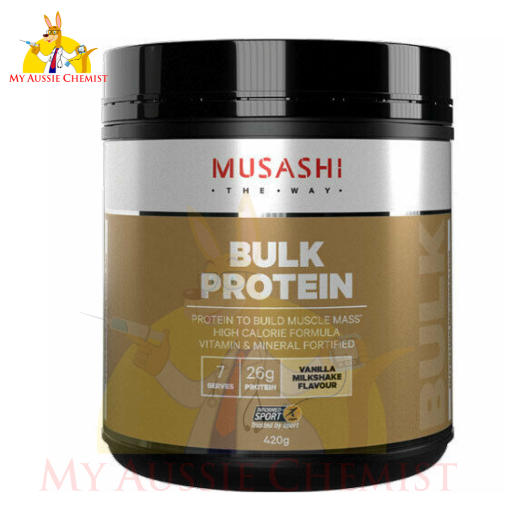 MUSASHI Bulk Protein Powder Choose 420g 900g 2KG & Chocolate OR Vanill ...