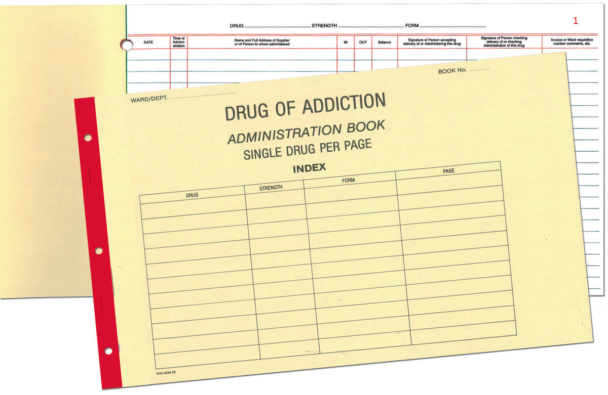 Blank Drug Of Addiction Register Book Single Drugs Each - MyAussieChemist