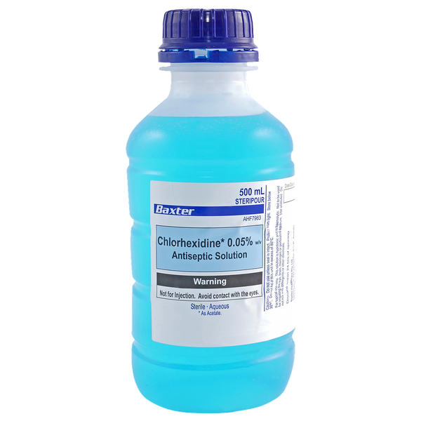 Baxter Chlorhexidine 0.05% 500Ml Blue Antiseptic Solution, Each ...